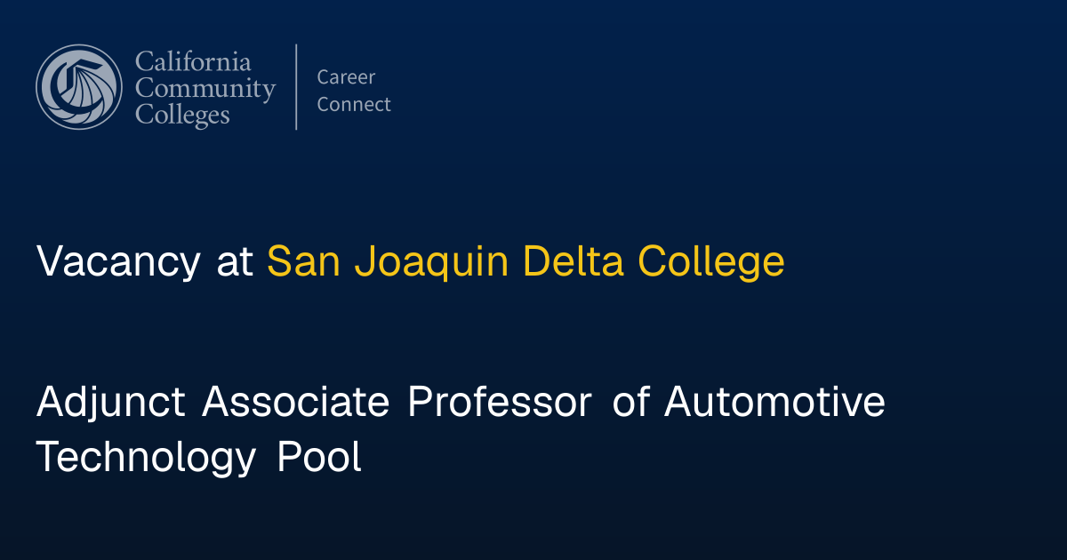 Adjunct Associate Professor of Automotive Technology Pool | Community ...