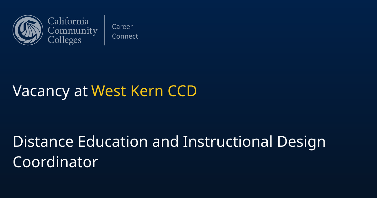 Distance Education and Instructional Design Coordinator | Community ...