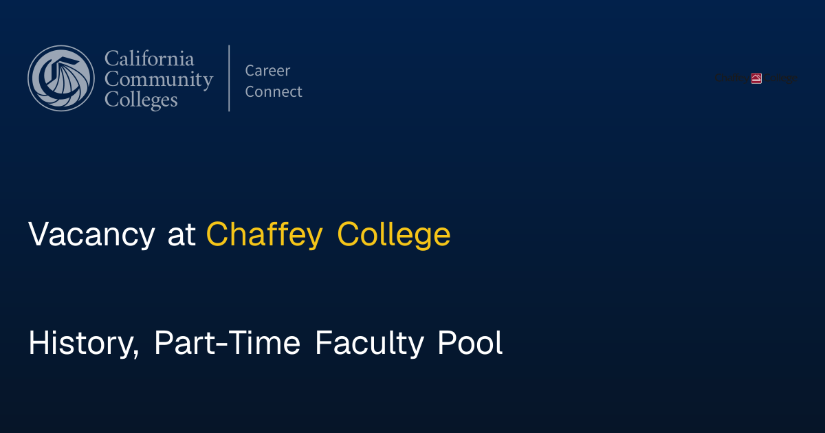 History, Part-Time Faculty Pool | Community College Career Connect
