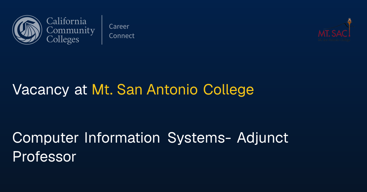 Computer Information Systems- Adjunct Professor | Community College ...